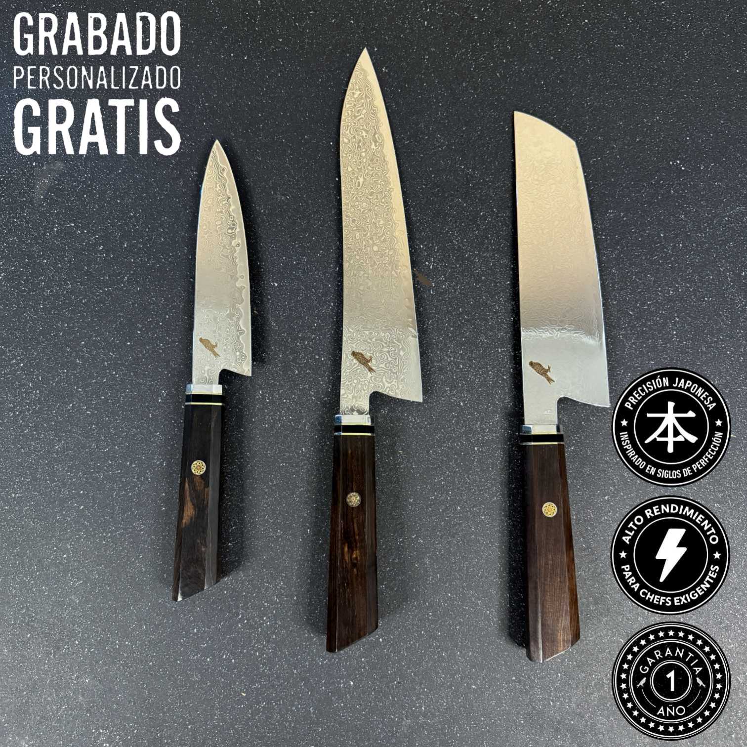 Pack 3 Cuchillos Japoneses "Taku" / "Tora" / "Iwa" – Rauka